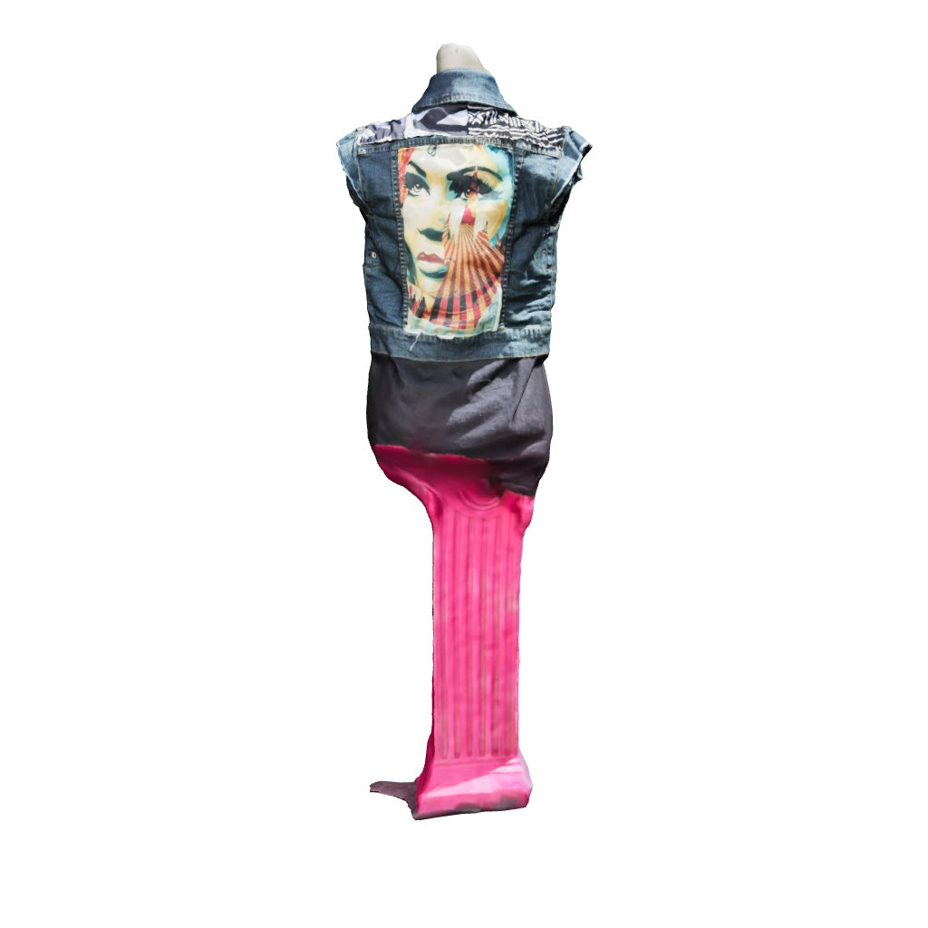 Street art face with border vest – Second Class Kings